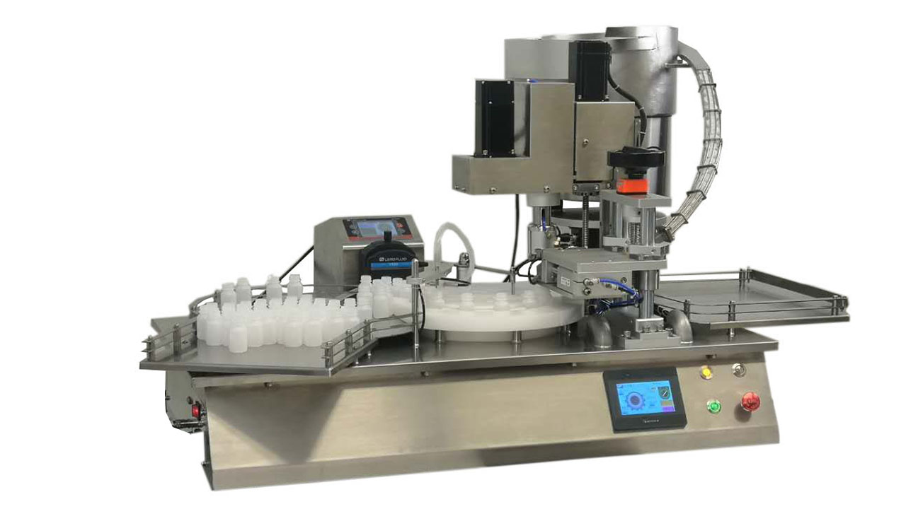 Full automatic desktop 2ml 4ml 5ml 10ml 30ml cosmetic hemp oil perfume filling and capping ...